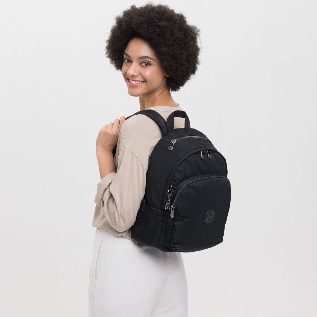 Kipling Delia Backpack with Front Pocket and Top Handle Rich Black ...