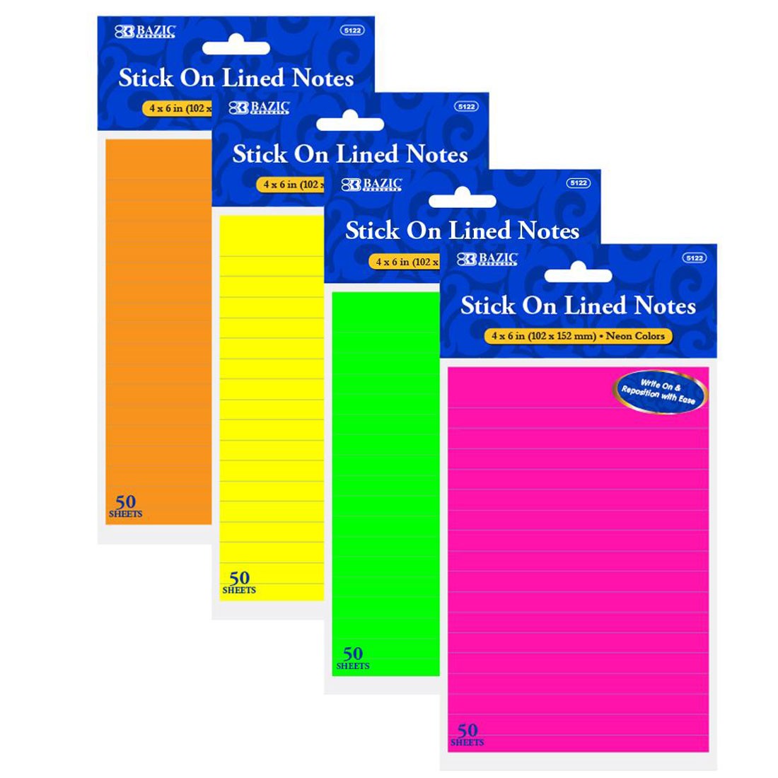 BAZIC Neon Lined Stick On Notes – TheOutfit.me